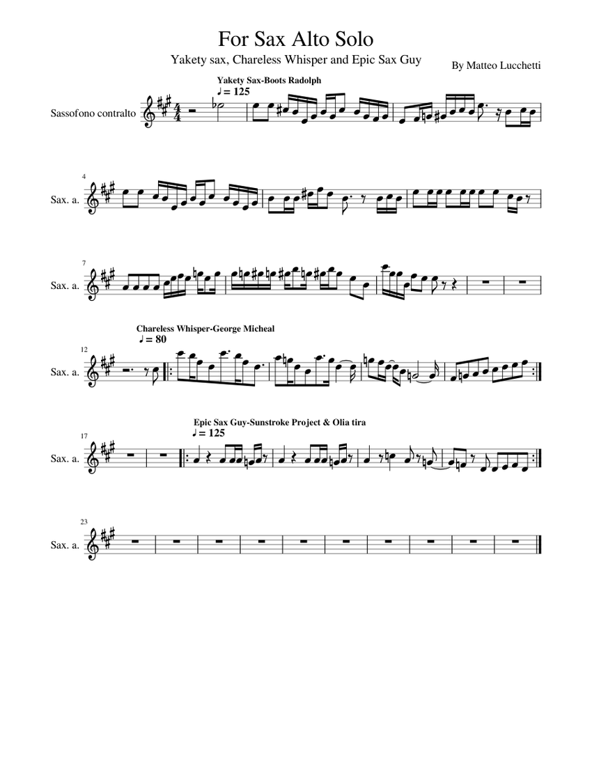 For Sax Alto Sheet music for Saxophone alto (Solo) | Musescore.com