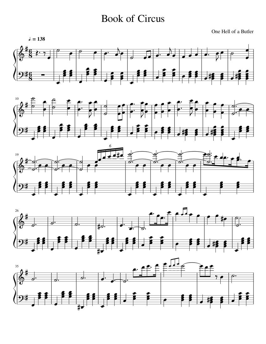 Kuroshitsuji: Book of Circus Sheet Music for Piano (Solo) | MuseScore.com