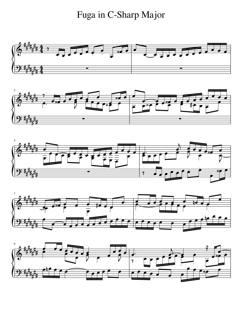 Fugue in C-Sharp Major - piano tutorial