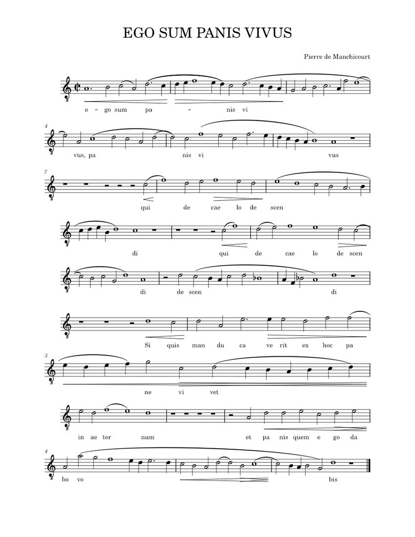 Ego sum panis vivus – Pierre de Manchicourt Sheet music for Piano (Solo ...