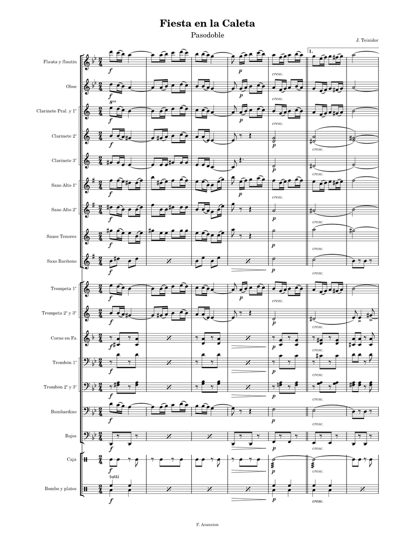 Fiesta en la Caleta--Pasodoble Sheet Music for Trombone, Euphonium ...