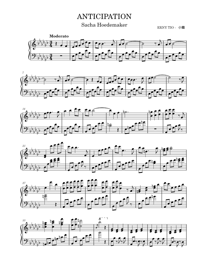 ANTICIPATION Sheet music for Piano (Solo) | Musescore.com