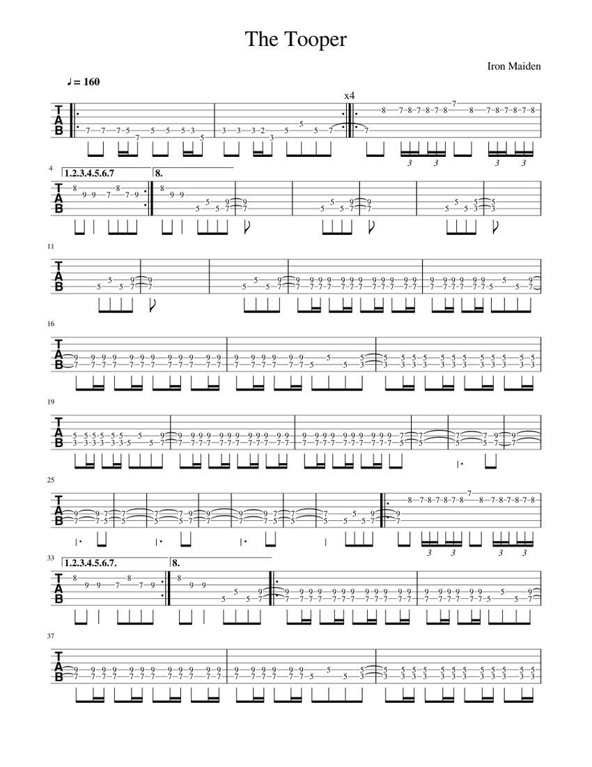 The trooper - Iron Maiden Sheet Music and Tab for Guitar (Solo ...