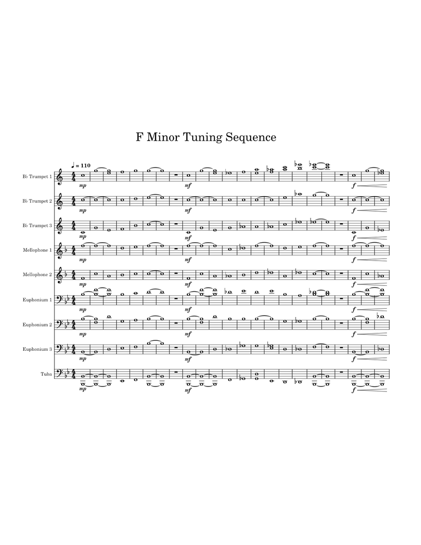 Blue Devils F Minor Tuning Sequence Sheet Music for Euphonium, Tuba ...