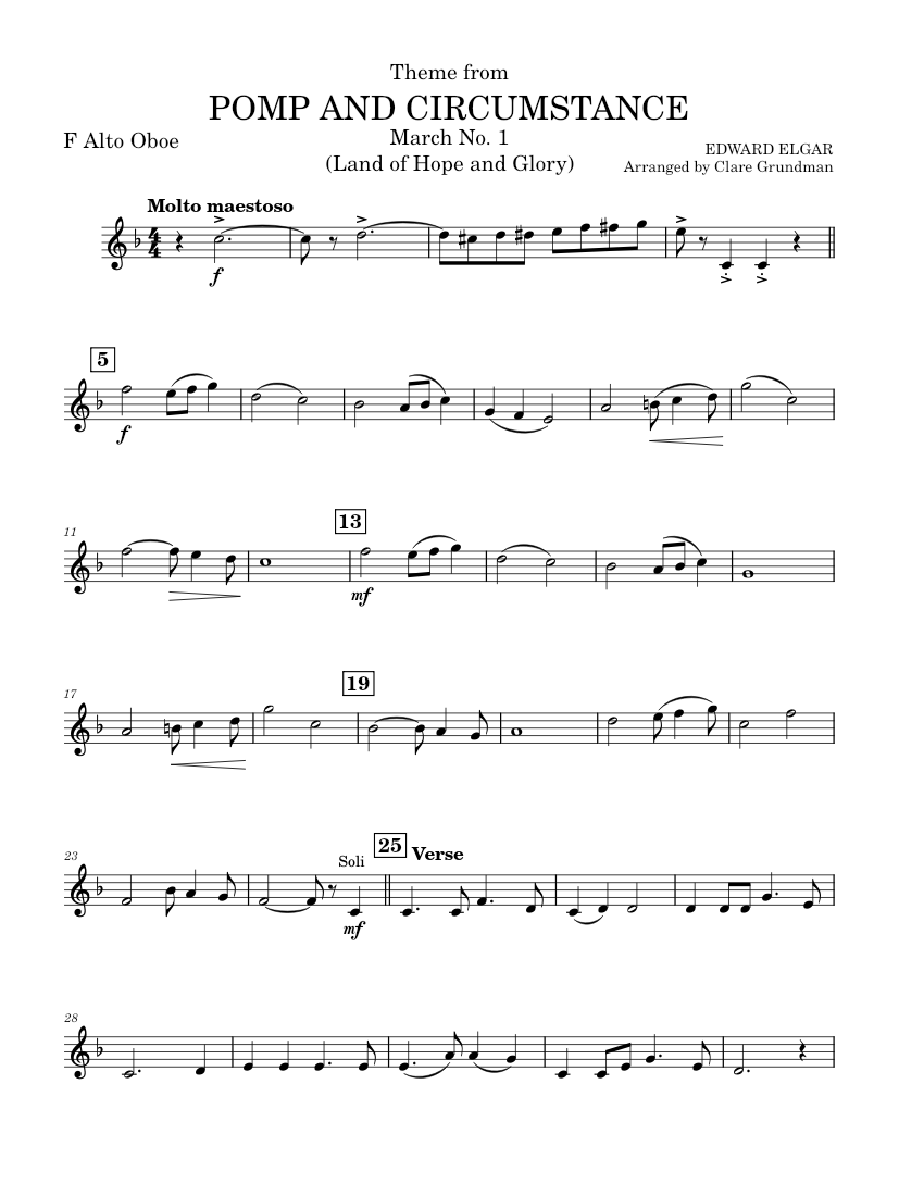 Theme from Pomp and Circumstance – arr. by Clare Grundman (custom ...