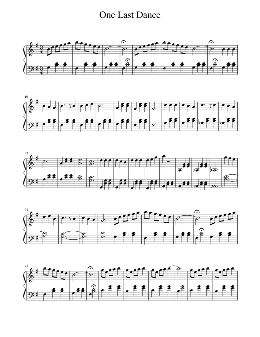 One Last Dance Sheet music for Piano (Solo) | Musescore.com