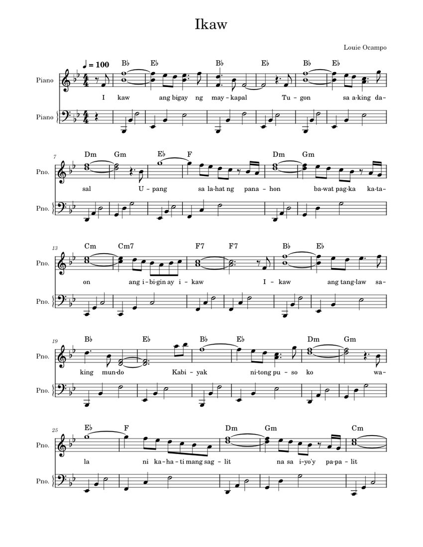 Ikaw – Louie Ocampo Ikaw by Louie Ocampo Sheet Music with Chords for ...