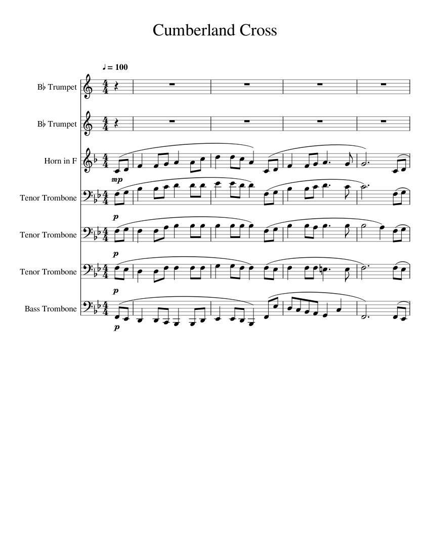 Cumberland Cross EDM Sheet music for Trombone tenor, Trombone bass ...