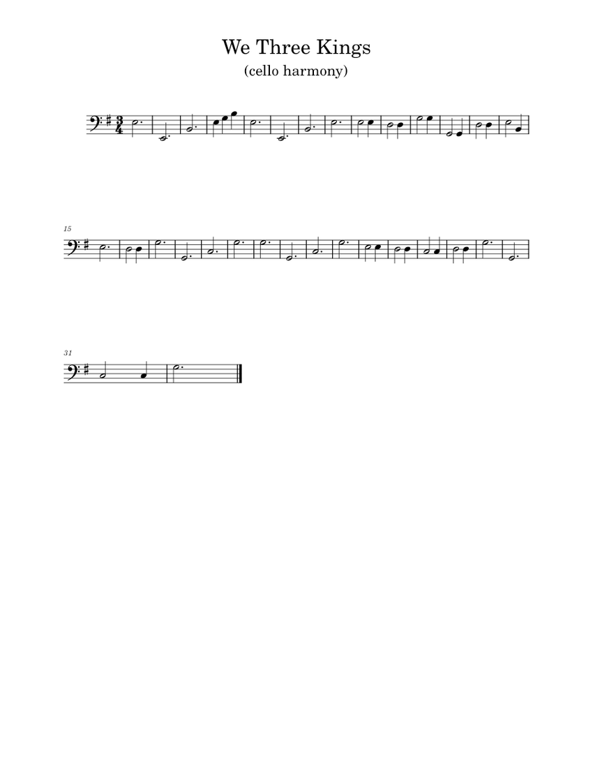 We Three Kings – Misc tunes We Three Kings Sheet music for Cello (Solo ...