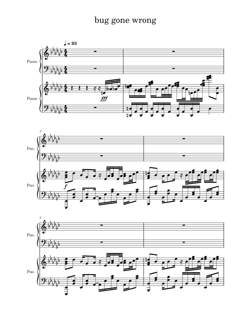 Bug – Kairiki Bear/Nightcord at 25:00 (2 pianos) Sheet music for Piano ...