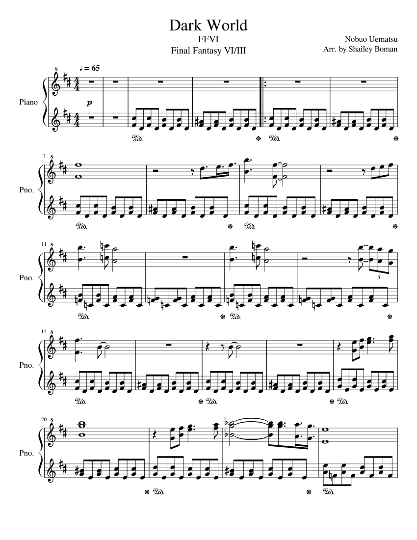 Dark World Sheet music for Piano (Solo) | Musescore.com