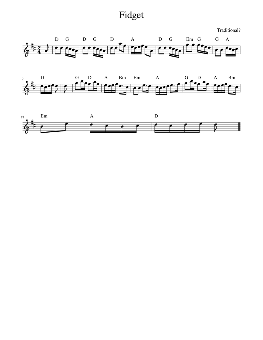 Traditional music - Fidget Sheet music for Piano (Solo) | Musescore.com
