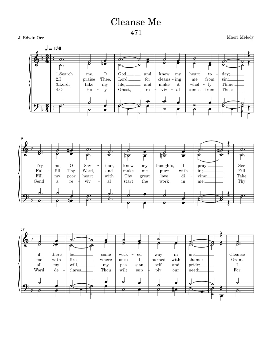 471 Cleanse Me Sheet music for Piano (SATB) Easy | Musescore.com