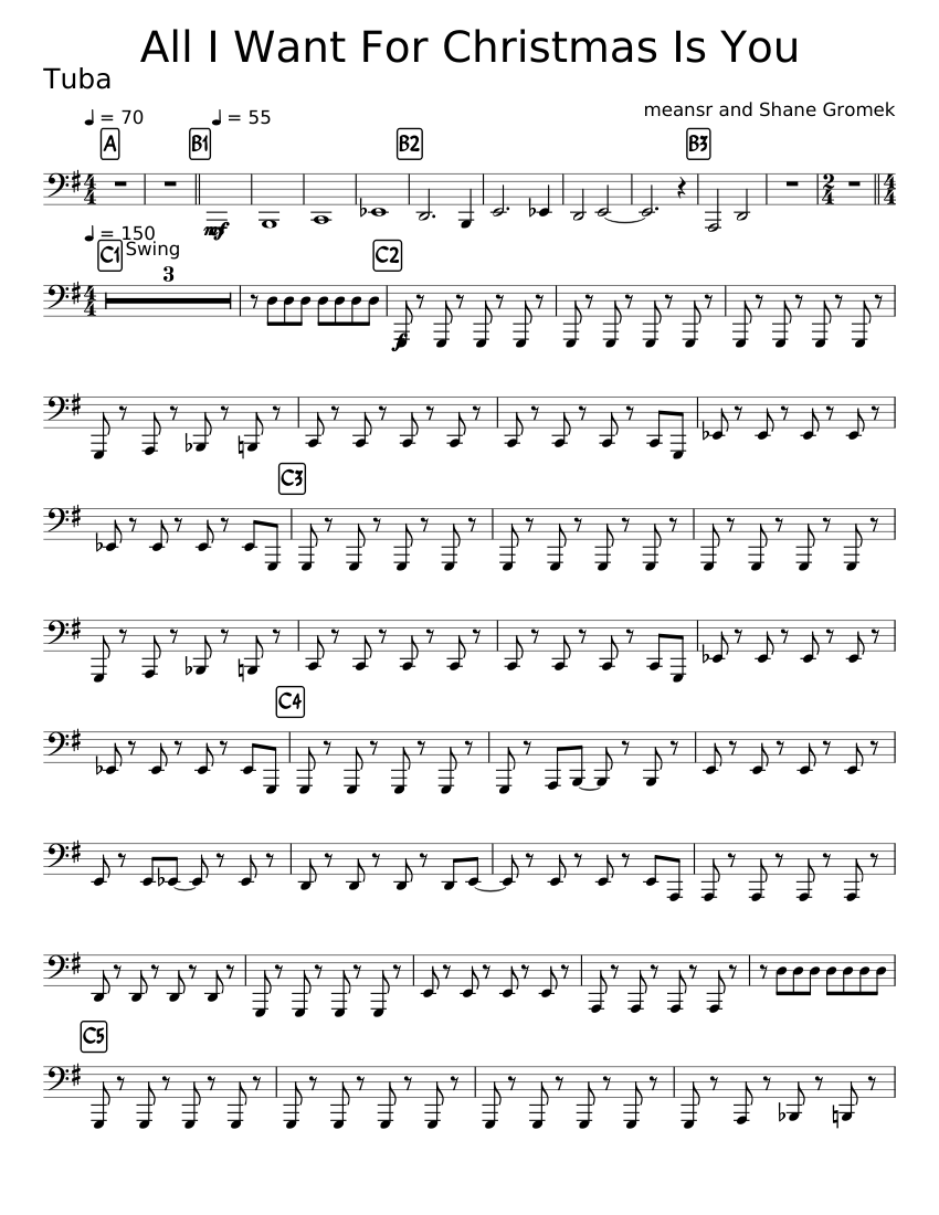 All I Want For Christmas Is You Tuba Sheet music for Tuba (Solo ...