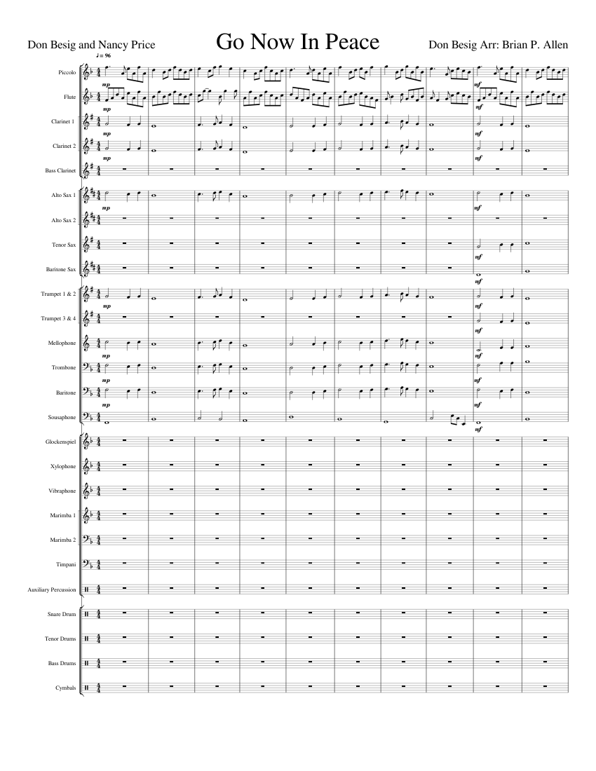 Go Now In Peace Sheet Music for Trombone, Tuba, Flute piccolo, Flute ...