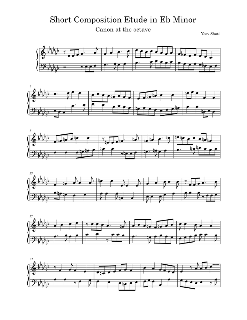 Short Composition Etude in Eb Minor Sheet music for Piano (Solo) Easy ...