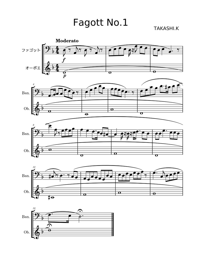 Fagott No.1 - piano tutorial