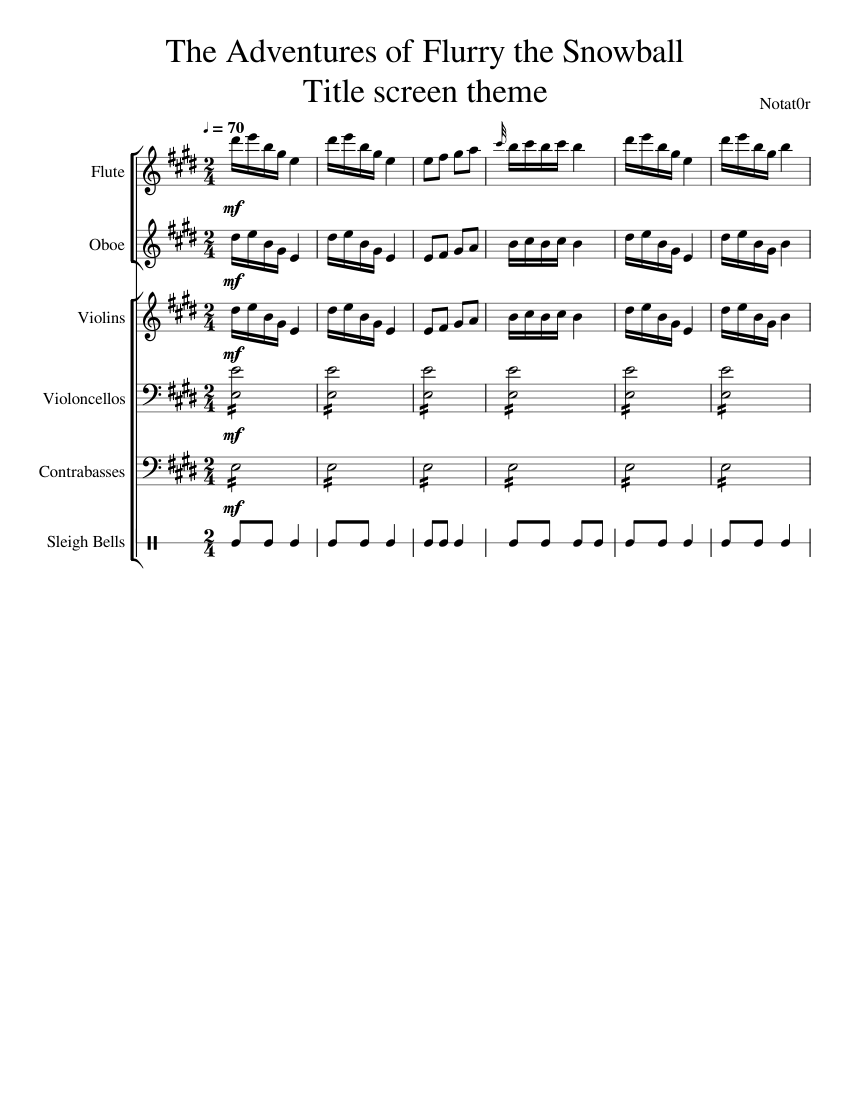 Title Screen Theme (The Adventures of Flurry the Snowball) Sheet music ...