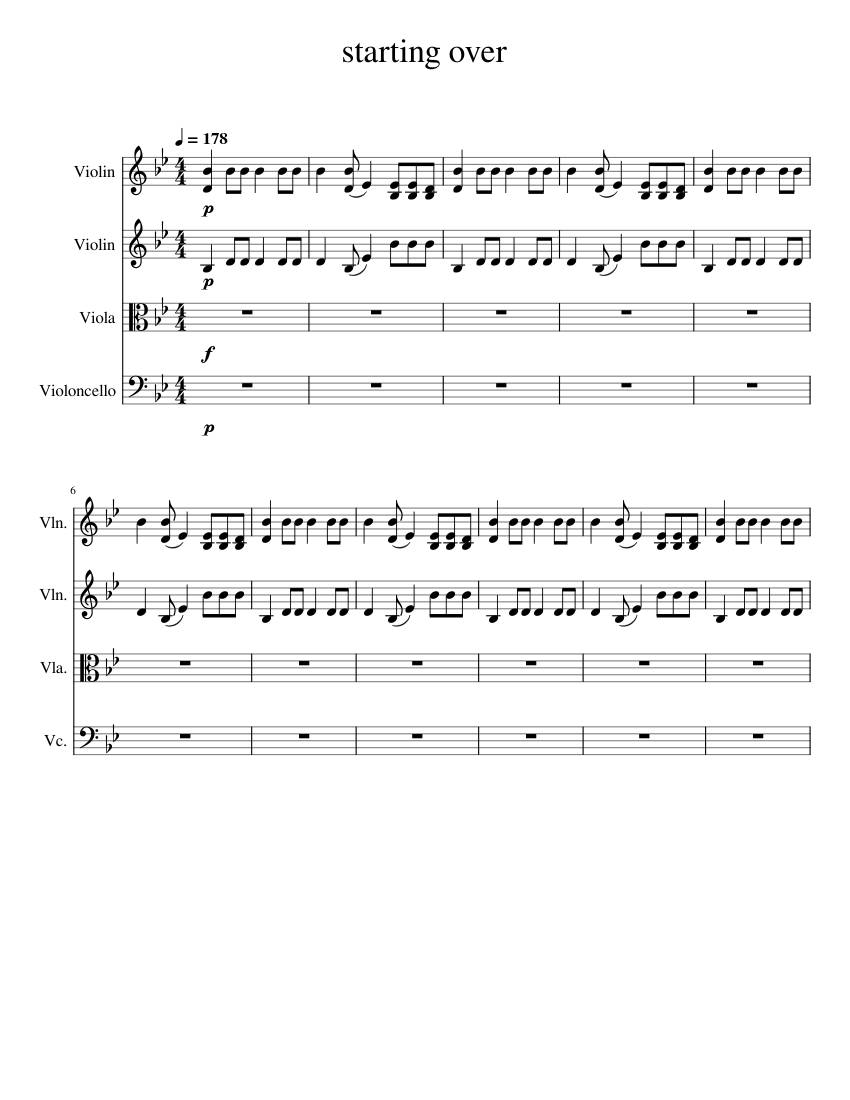 Starting Over – Chris Stapleton Sheet Music for Violin, Viola, Cello ...