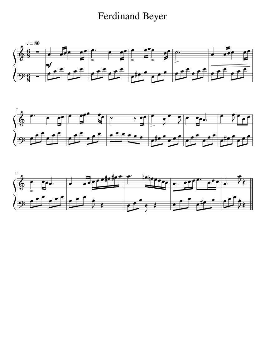 Ferdinand Beyer 93 Sheet music for Piano (General Handbell Ensemble ...