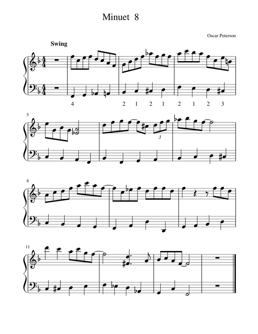 Minuet 8 Sheet music for Piano (Solo) Easy | Musescore.com