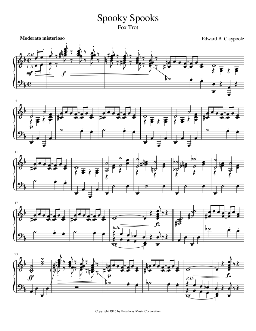Spooky Spooks (1916) Sheet Music for Piano (Solo) | MuseScore.com