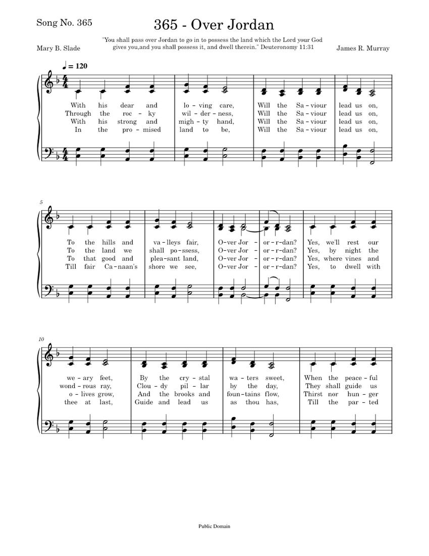 Over Jordan Sheet music for Piano (SATB) Easy | Musescore.com