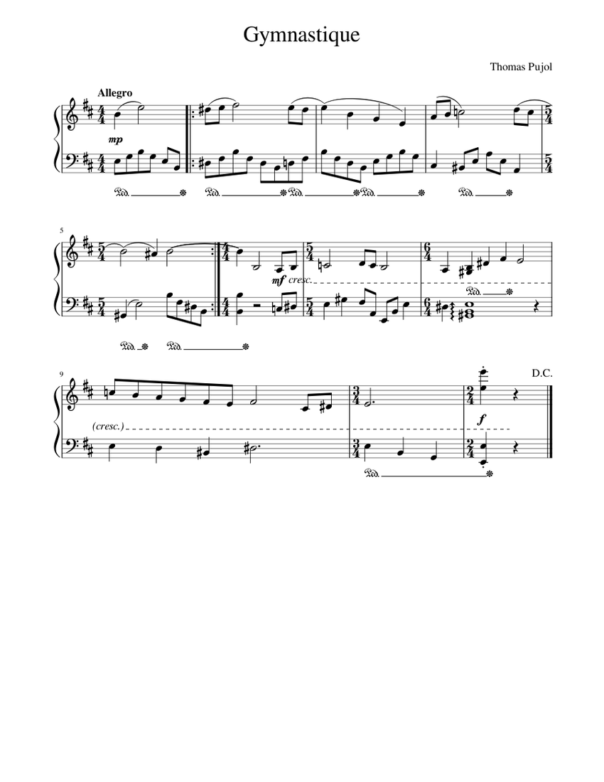 Gymnastique Sheet music for Piano (Solo) Easy | Musescore.com