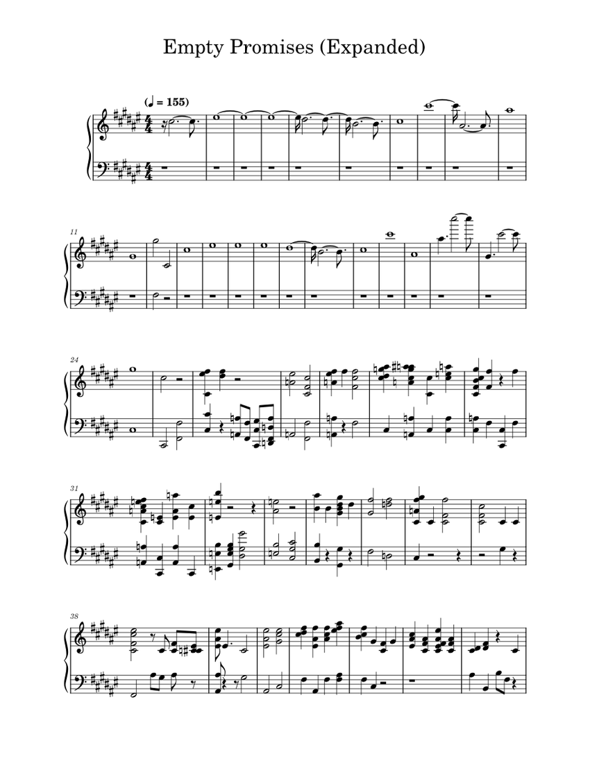 Empty Promises (Expanded) Sheet Music for Piano (Mixed Duet ...