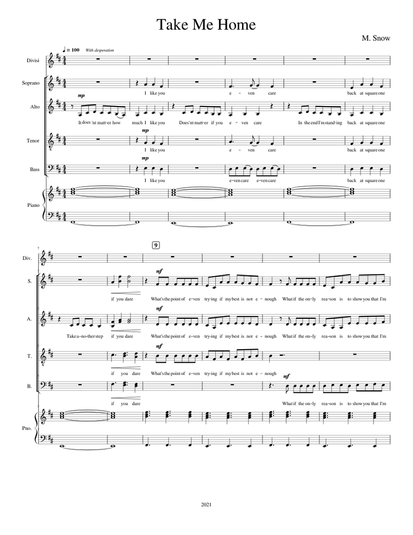 Take Me Home Sheet music for Piano, Soprano, Alto, Tenor & more ...