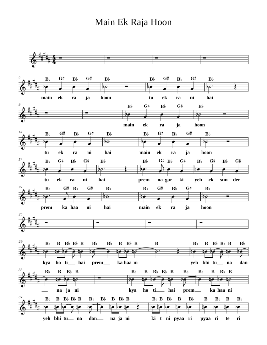 Main Ek Raja Hoon – Mohammed Rafi Sheet music for Piano (Solo ...