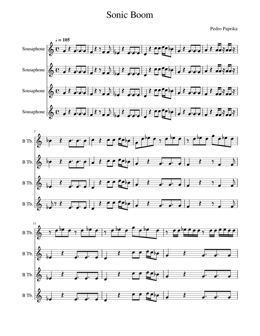 Sonic_Boom Sheet music for Tuba (Mixed Quartet) | Musescore.com