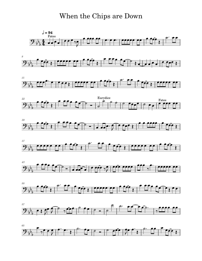 Hadestown - When the Chips are Down Sheet Music for Trombone (Solo ...