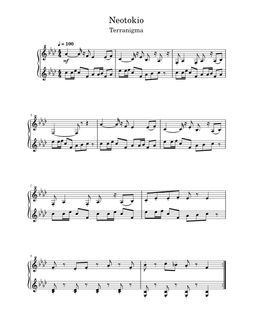 Neotokio - Terranigma Sheet Music for Piano (Solo) easy | MuseScore.com
