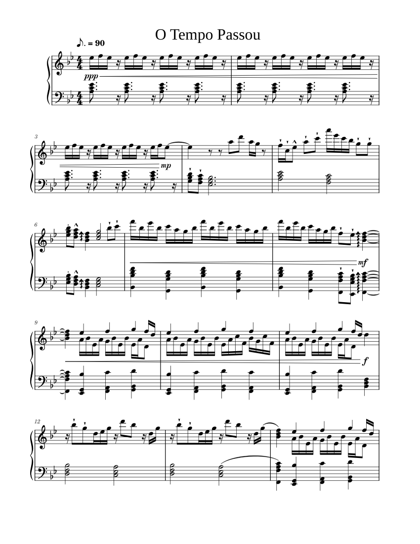 O Tempo Passou Sheet music for Piano (Solo) | Musescore.com