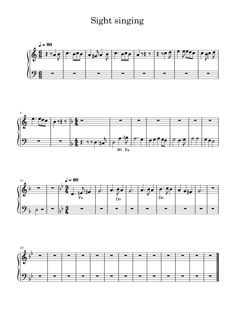 Sight singing Sheet music for Piano (Solo) Easy | Musescore.com