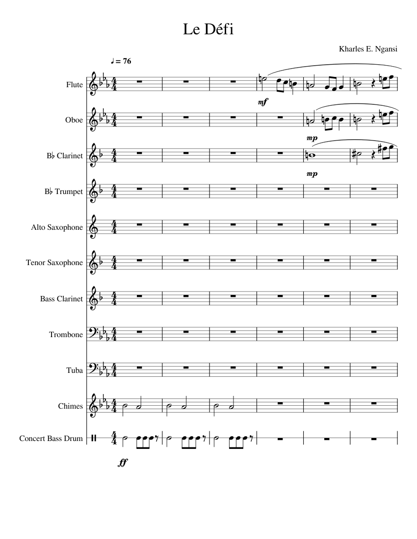 Le Défi Sheet music for Trombone, Tuba, Flute, Oboe & more instruments ...