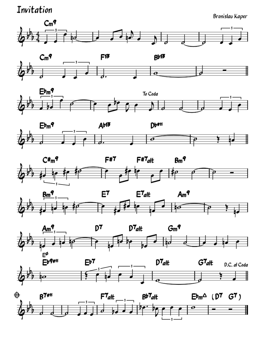 Invitation Sheet Music with Chords for Piano (Solo) Easy | MuseScore.com