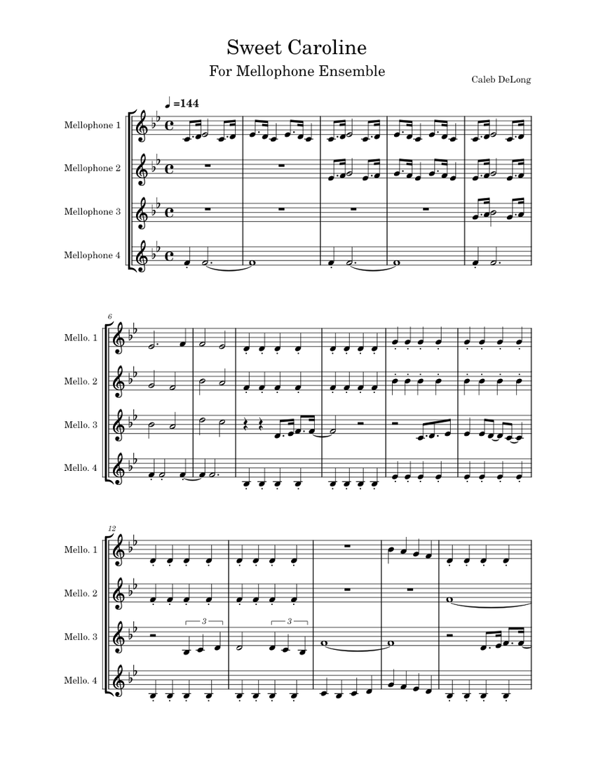 Sweet Caroline for Mellophone Ensemble – Neil Diamond Sheet Music for ...