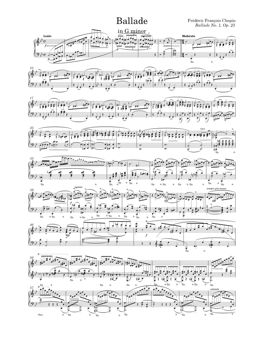 Ballade No.1, Op.23 – Frédéric Chopin Sheet music for Piano (Solo ...
