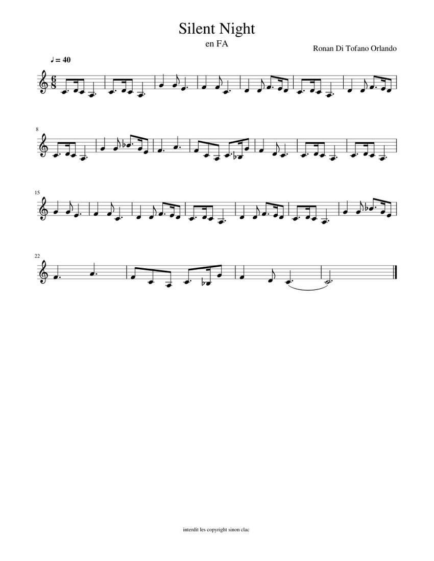 Silent Night parrtition en FA Sheet music for French horn (Solo ...