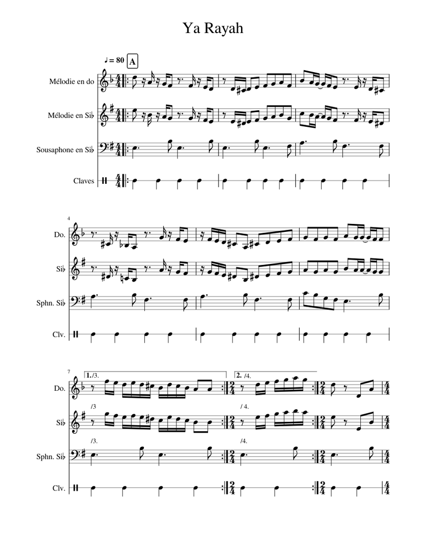 Ya rayah – Rachid Taha Ya Rayah Sheet Music for Piano, Trumpet in b ...