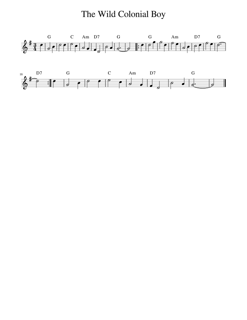 The Wild Colonial Boy Sheet music for Piano (Solo) Easy | Musescore.com