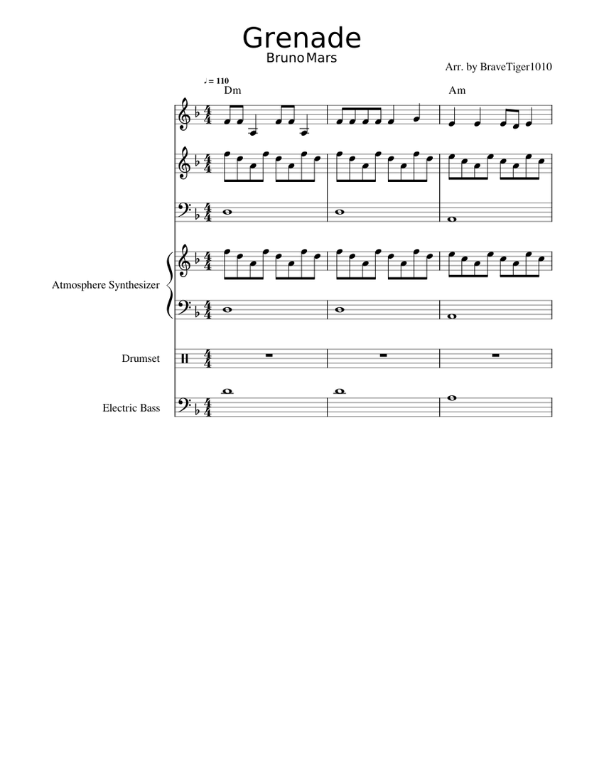 grenade piano tutorial chords