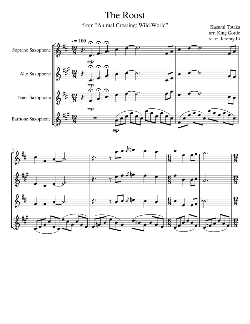 The Roost for Saxophone Quartet Sheet music for Saxophone alto ...