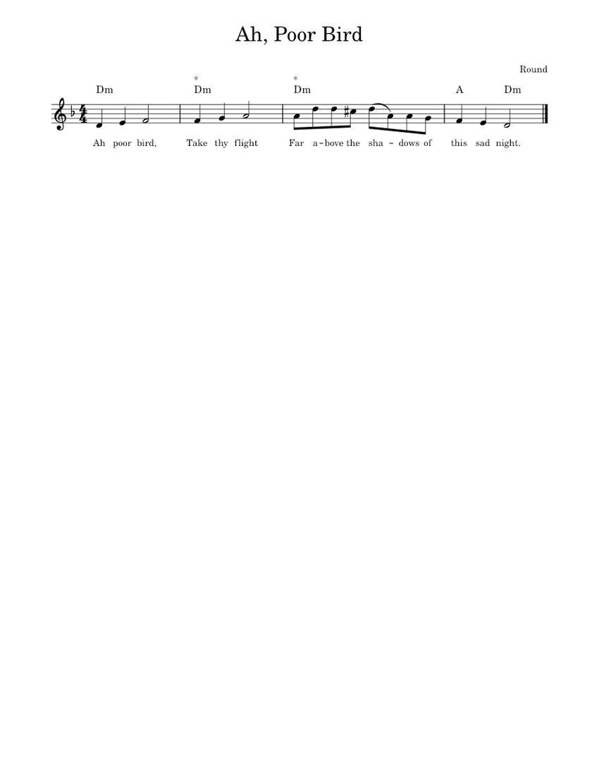 Ah, Poor Bird – Misc Traditional Sheet music for Piano (Solo ...