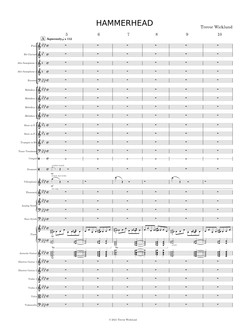 HAMMERHEAD Sheet music for Piano, Trombone tenor, Flute, Bassoon & more ...
