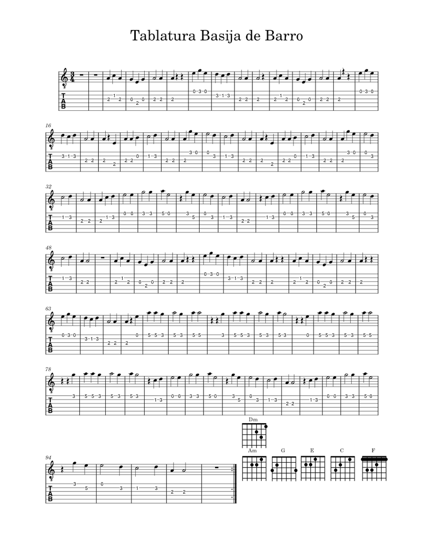 Vasija de Barro basija de barro Sheet Music for Guitar (Solo ...