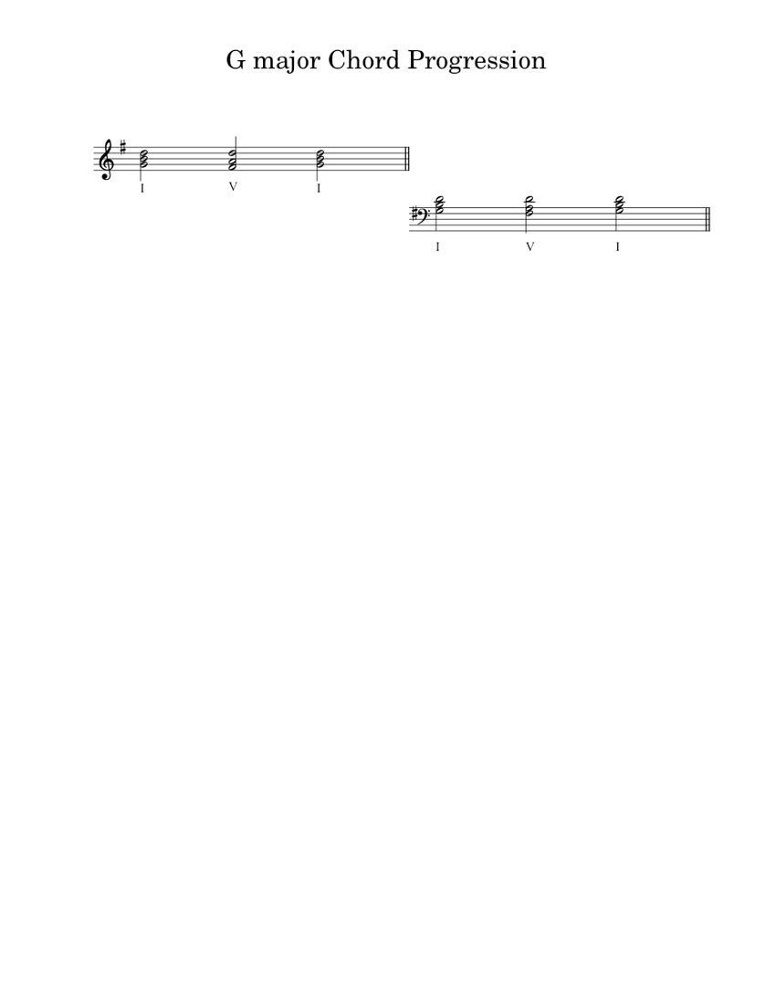 Chord Progression in G Major (I-V-I) Sheet music for Piano (Solo) Easy ...