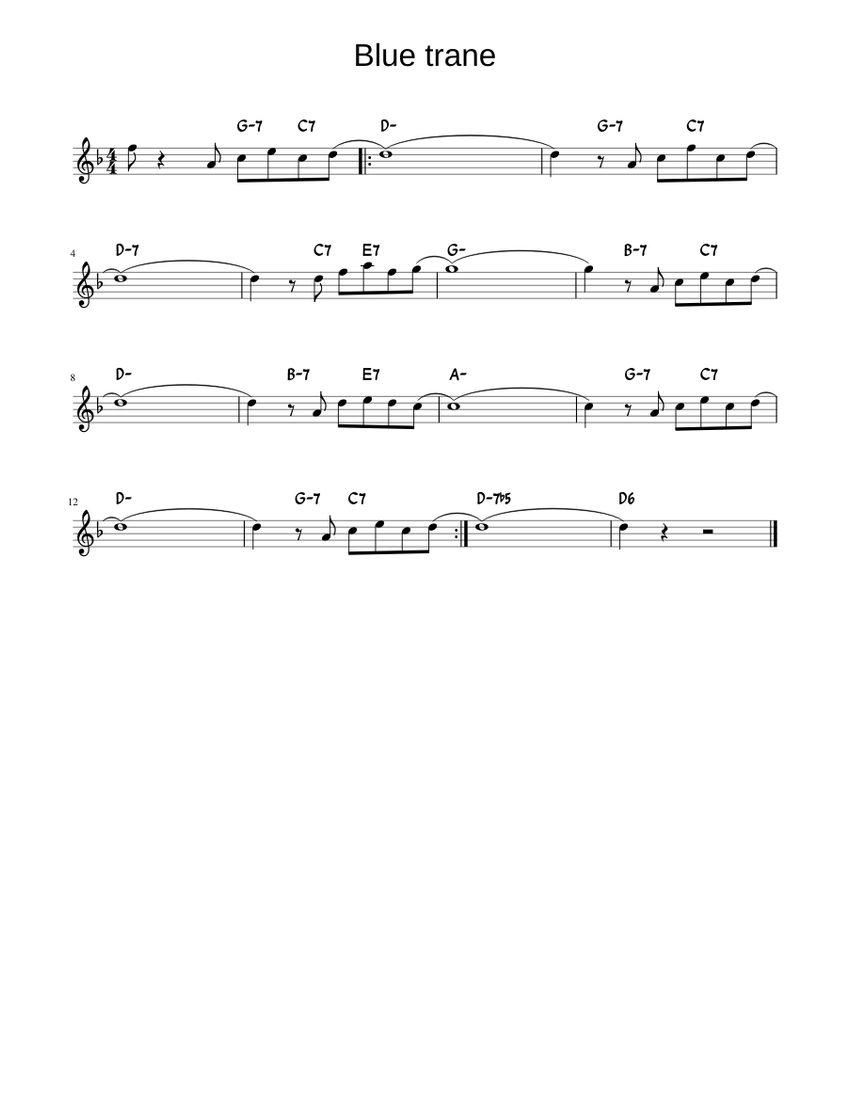 Blue trane Sheet music for Piano (Solo) | Musescore.com